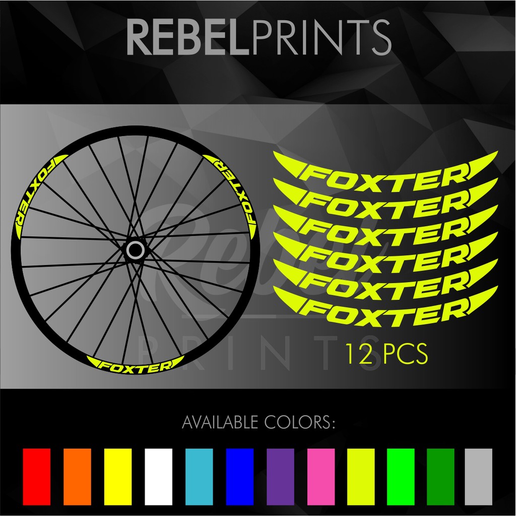 FOXTER (12 pcs) Wheel Rim Sticker Decal Vinyl for Mountain Bike and ...