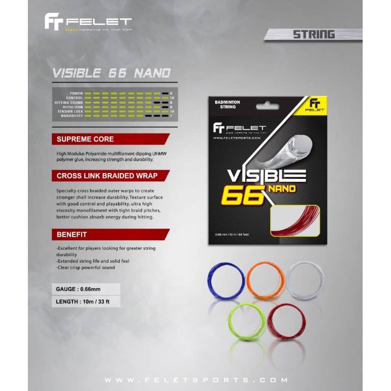 FELET VISIBLE 66 NANO Badminton String | Shopee Philippines