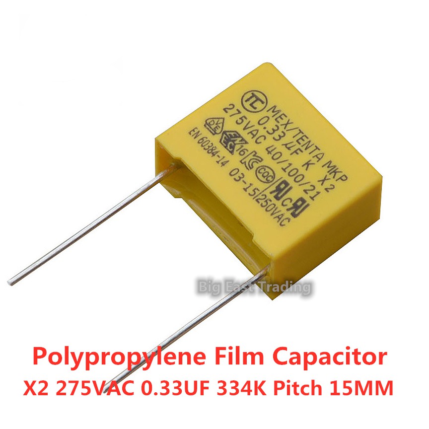 10pcs 0.33uF 275VAC X2 Capacitor 330nF 334K 275V Polypropylene Film ...