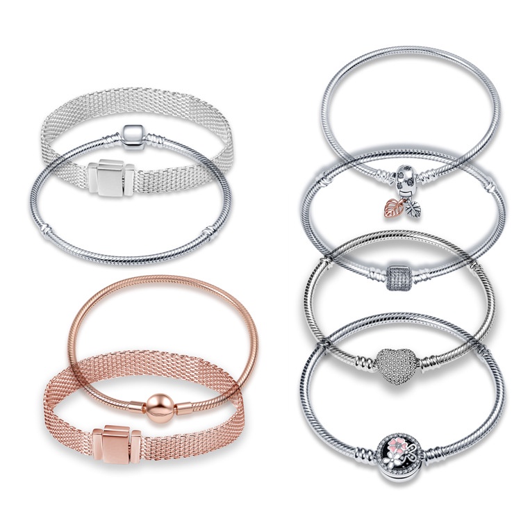 S925 Silver Pandora Bracelet Simple Basic Chain Bracelet Niche Bracelet ...