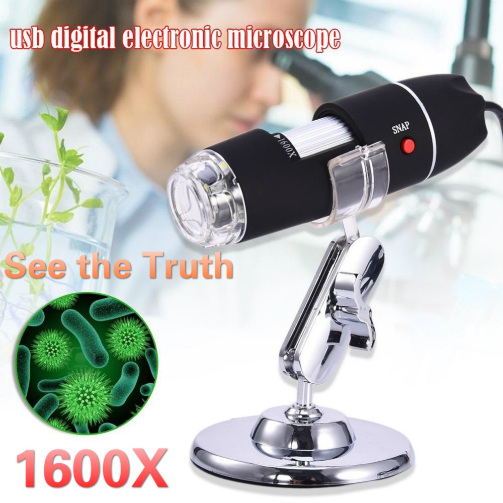 USB Digital Microscope Camera 1000/1600X 8 LED PC-Connectable and ...