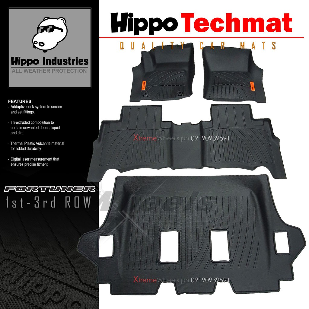 Fortuner G Q V LTD GRS 2016 to 2026 Hippo Techmat Deep Dish Floor Matting Thailand 1st-3rd row ...