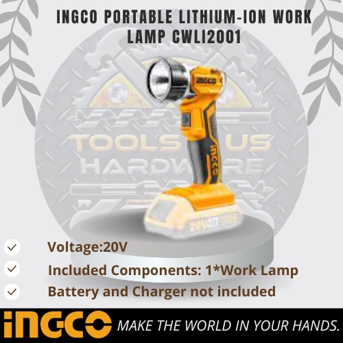 INGCO 20V Portable Lithium-Ion Work Lamp CWLI2001 BN-PT BIÑAN | Shopee ...