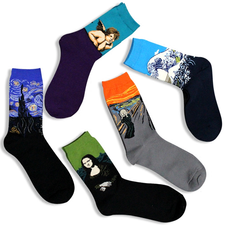 Korean Iconic Socks Famous Paintings Art Gallery Personality Art Retro ...