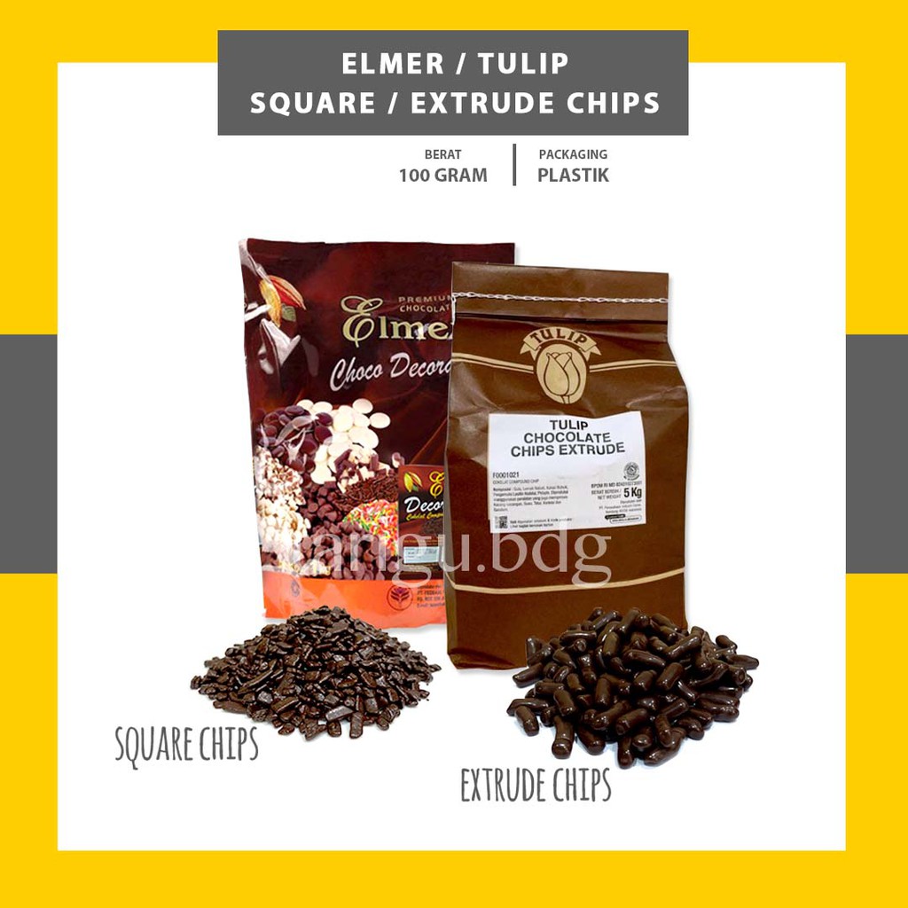 CHOCOLATE FLAKES SQUARE ELMER 100GR - CHOCOLATE COMPOUND CHUNKS 100GR ...