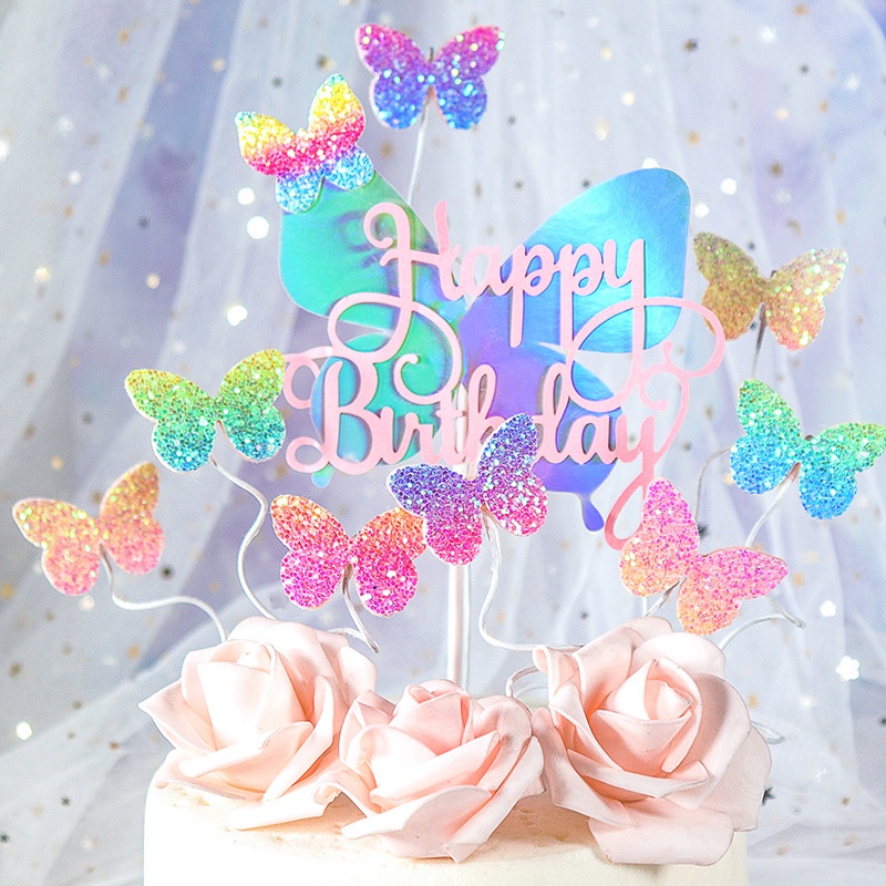Cake Toppers Flags Beautiful Butterfly DIY Cupcake Topper Kids Girl ...