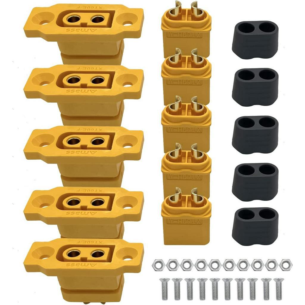 5Pcs XT60E-F Panel Mount Female Plug XT60h XT60 Male Bullet Connector ...