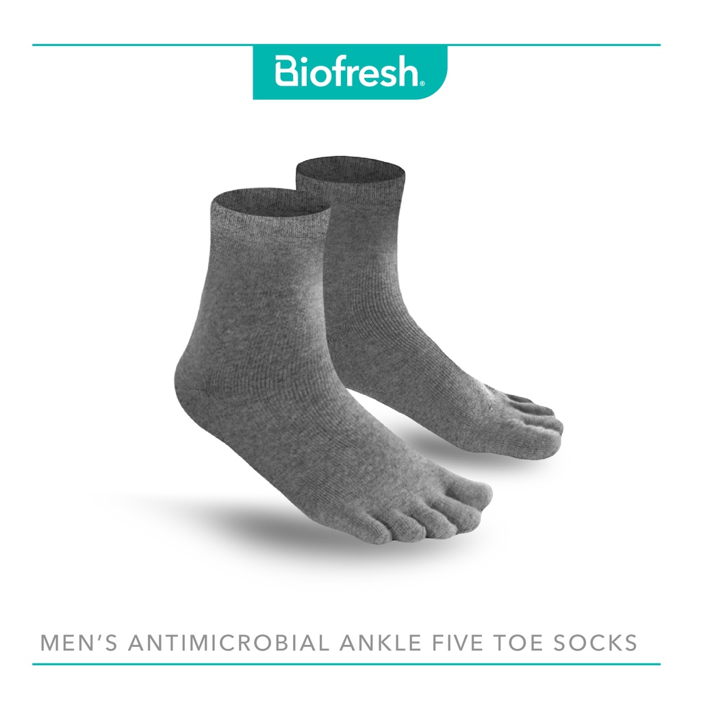 Biofresh Men's Antimicrobial Five Toe Ankle Thick Sports Socks 1 pair ...