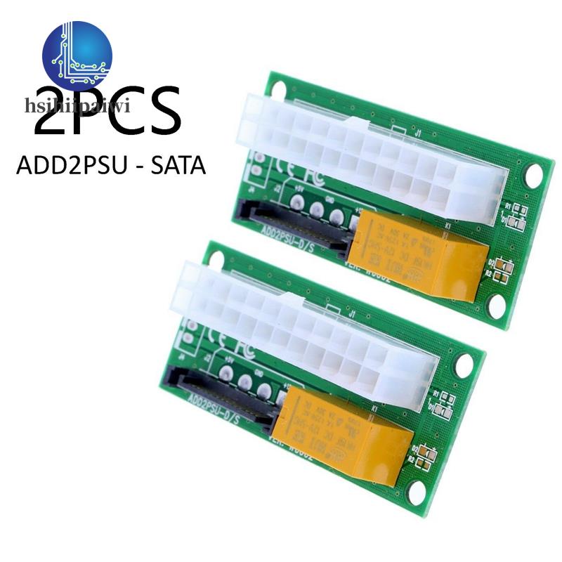 2PCS Dual PSU Adapter ATX 24Pin to SATA Power Sync Starter Card ADD2PSU ...