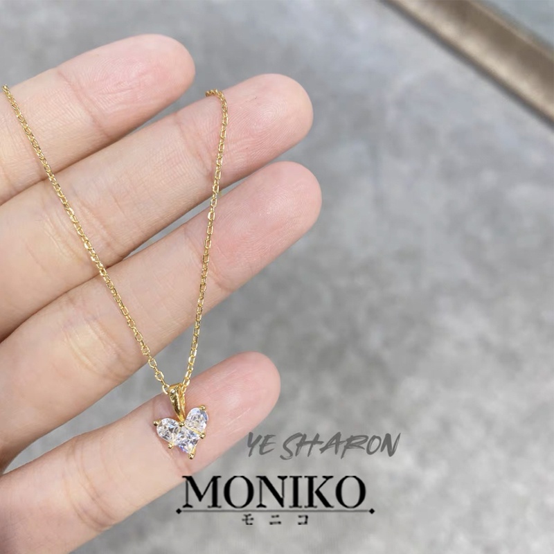 MONIKO Original Design 18k Gold Plated Heart Diamond Pendant Necklace ...