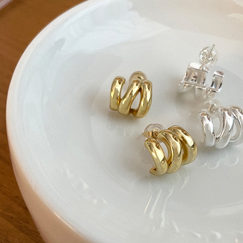 French circular ripple earrings niche design earrings 925 silver pin ...