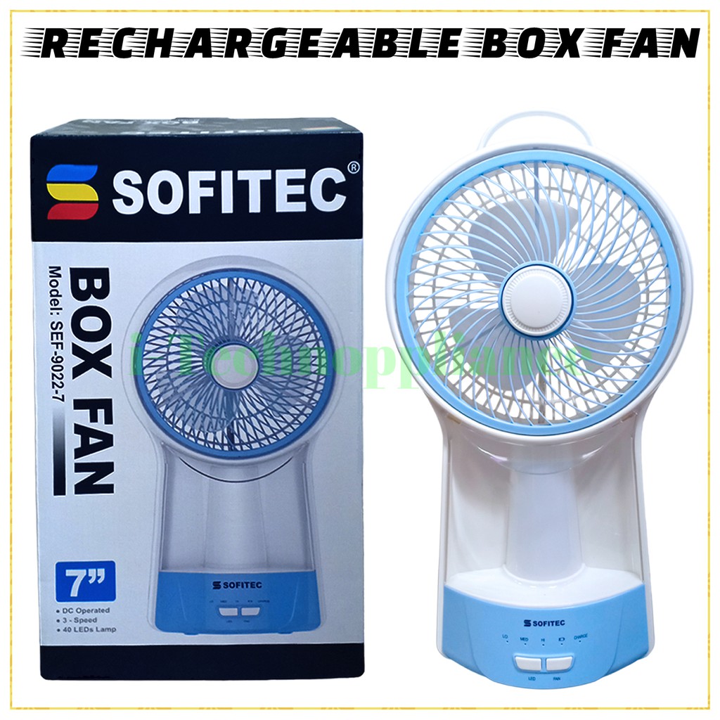 SOFITEC 3in1 Rechargeable Fan Box Emergency light Desk Fan SEF-9022-7 ...