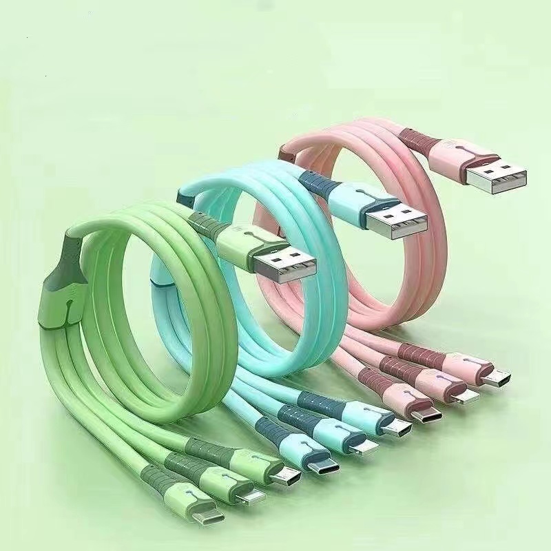 Macaron Color 3 in 1 USB Cable Fast Charging USB Cables Data Charge ...