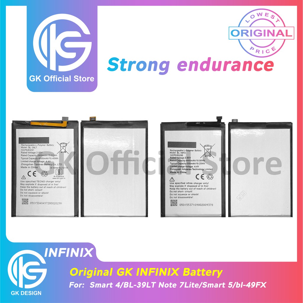 GK Infinix Smart 4/BL-39LT Note 7Lite/Smart 5/Smart 6/BL-49FX Original ...