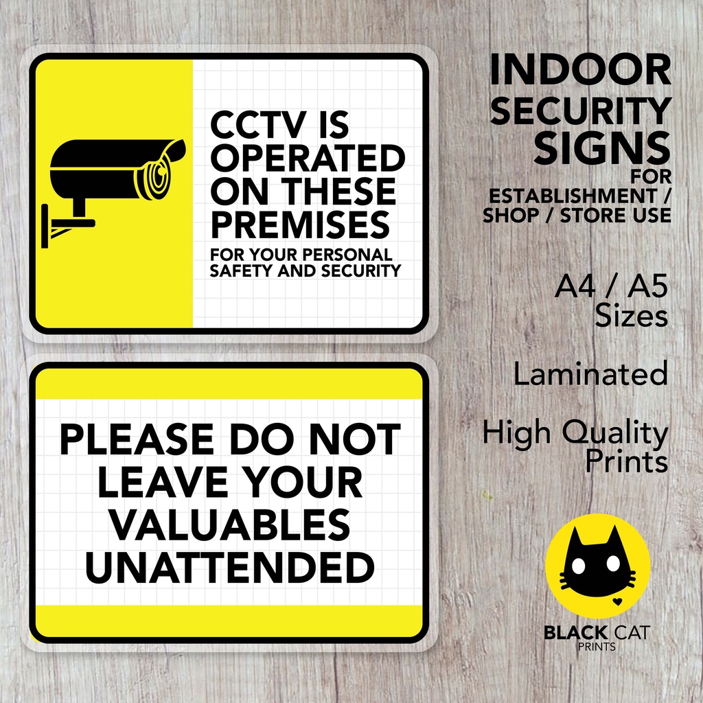 Do Not Leave Your Valuables Unattended and Store CCTV Signs | Laminated ...