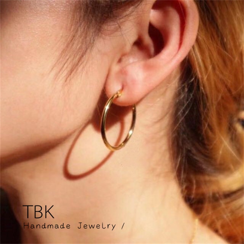 TBK 18K Gold Plated Loop Hoop Earrings for Women Stainless Steel ...
