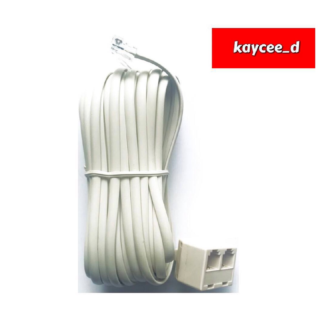 6P4C /RJ-11 Plug to 2-6P4C Jack Cord- Adapter & Splitter for Landline ...