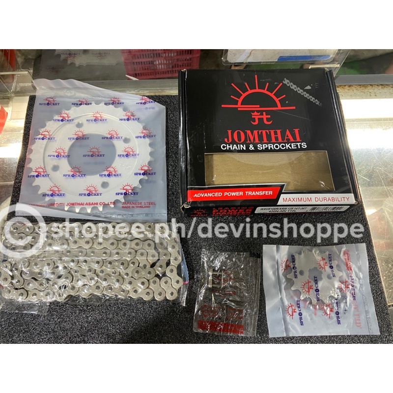 JT Jomthai Chain and Sprocket Set Wave 100 / Xrm 125 Chrome | Shopee ...
