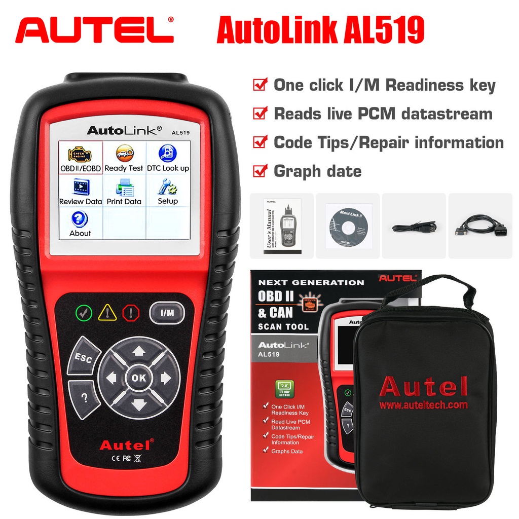 Autel AutoLink AL519 OBD2 Scanner Enhanced Mode 6 Automotive Engine Fault Code Reader car ...