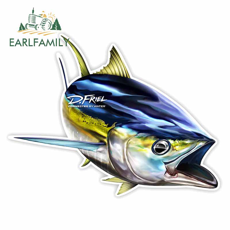 EARLFAMILY 13cm For Yellow Fin Tuna Fine Car Stickers Waterproof ...