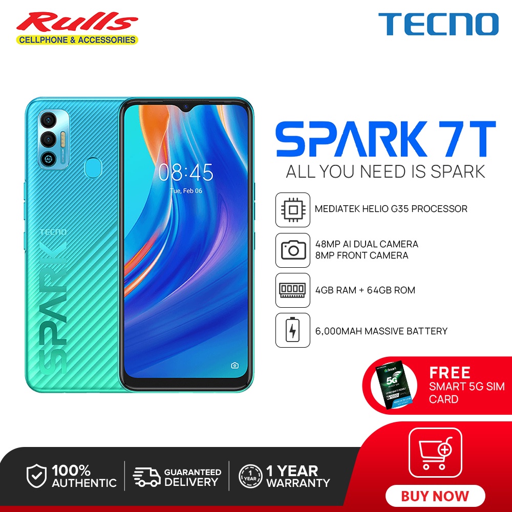 Tecno Spark 7T Smartphone | 4GB RAM + 64GB ROM | MediaTek Helio G35 ...