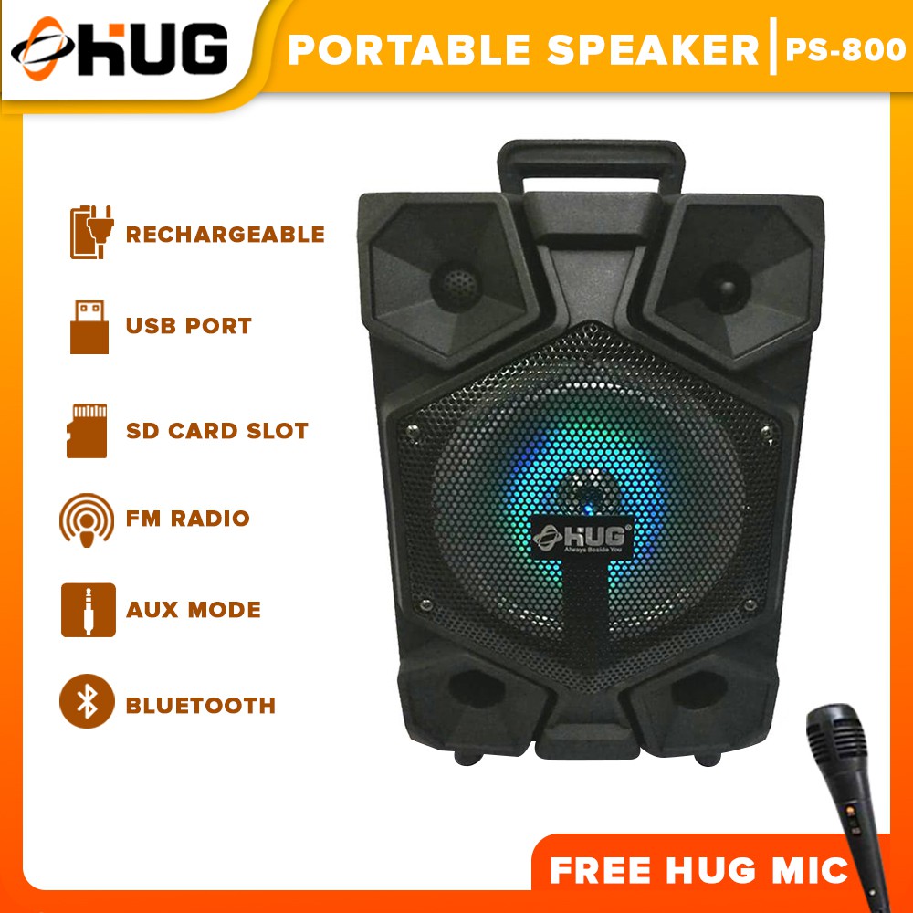 Hug Portable Bluetooth Speaker With Microphone (w/ USB, AUX, FM Radio ...