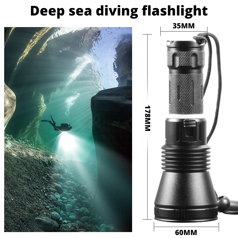 70000LM IPX8 XHP70.2 Powerful LED Diving Flashlight Underwater XHP70 ...
