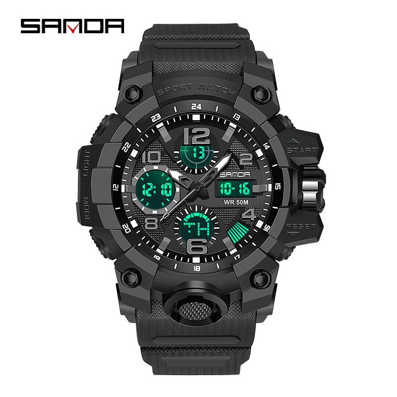 【Sanda Official】Men Watch Sports Waterproof Watch Digital Quartz Super ...