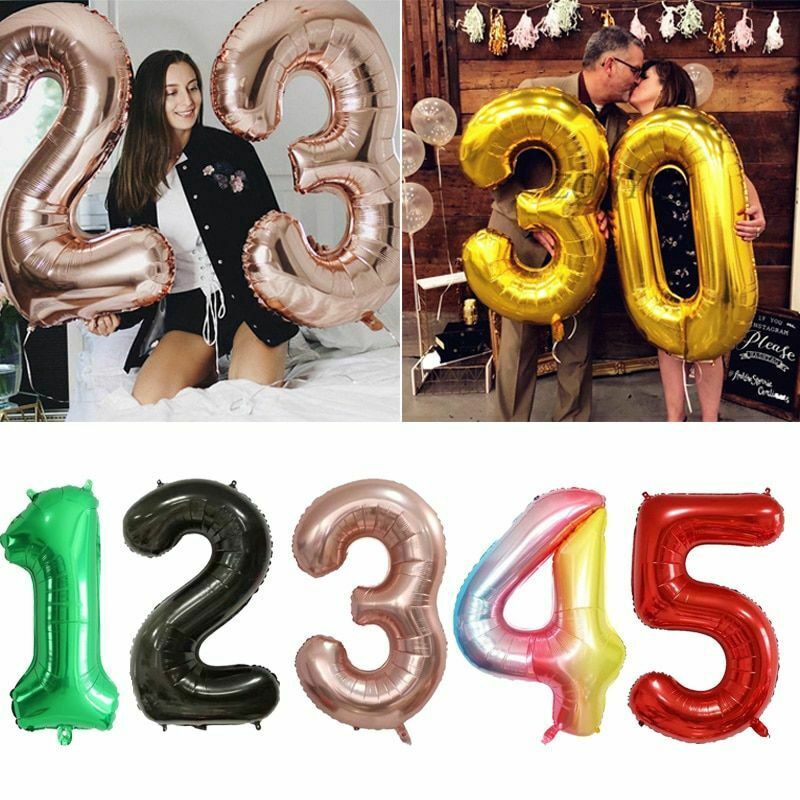Big 40”Inch Foil Number Balloons Air Helium Birthday Age Party Wedding ...