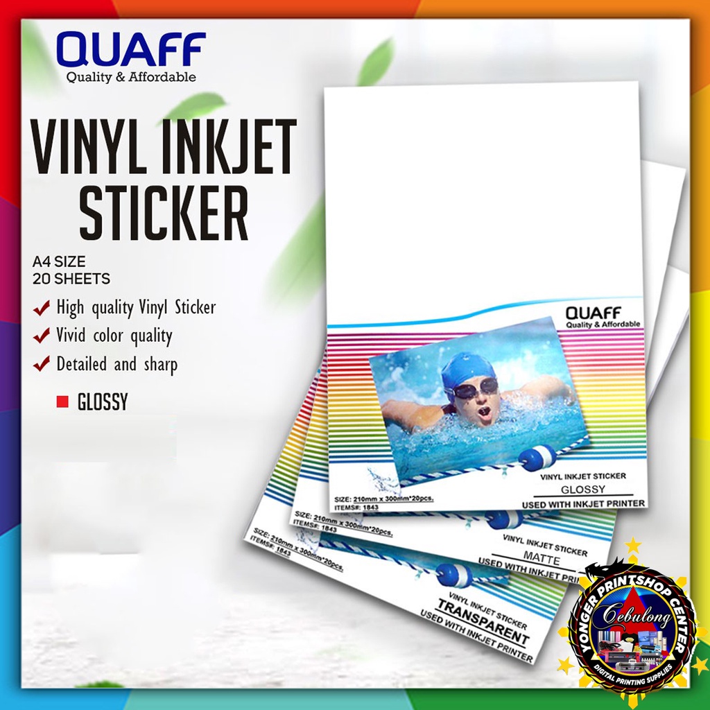 QUAFF PRINTABLE VINYL STICKER GLOSSY/MATTE/TRANPARENT STICKER | Shopee ...