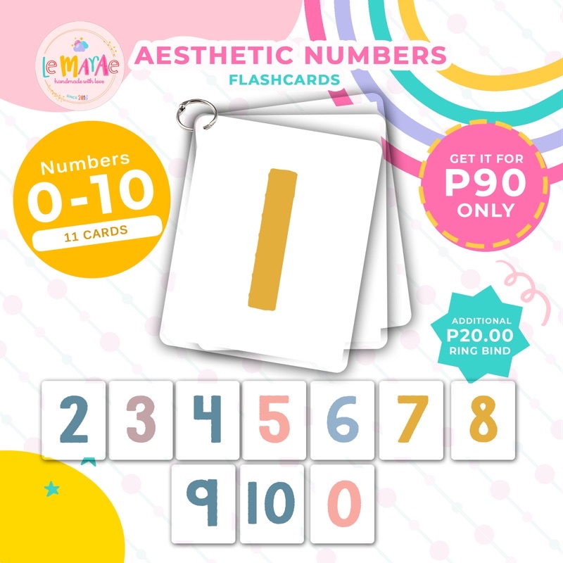 AESTHETIC THEME NUMBERS 0-10 Laminated Educational Flashcards Toddlers ...