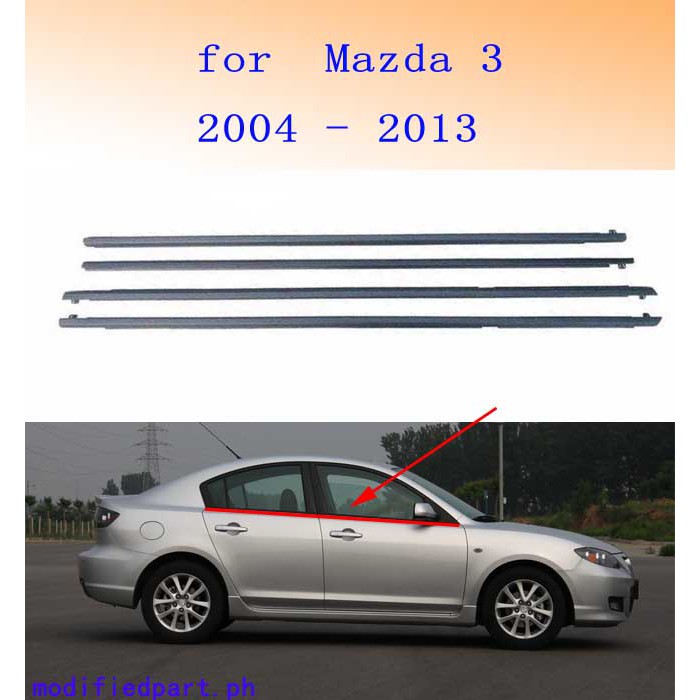 4pcs For Mazda 3 Moulding Trim Seal window strip 2004 2005 2006 2007 ...