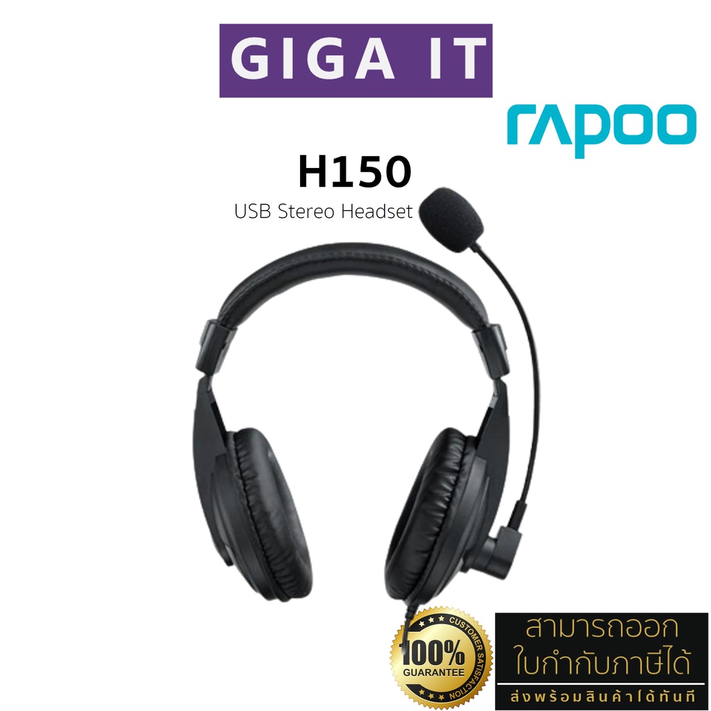 Rapoo H150 USB Stereo Headset Noise-Cancelling Mic (USB Wired 3.5 mm ...