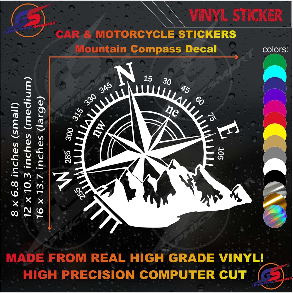 Mountain Compass Sticker Vinyl Decal For All Vehicles High Quality ...