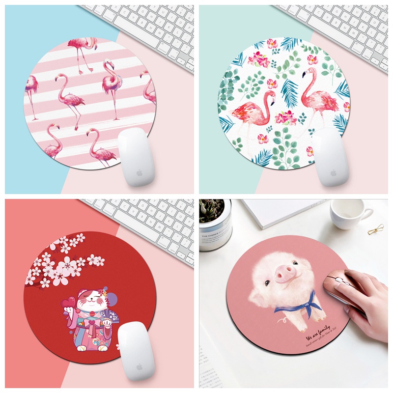 PU Leather Cartoon Round Design Mouse Pad Mini Rubber Mousepads Gaming ...