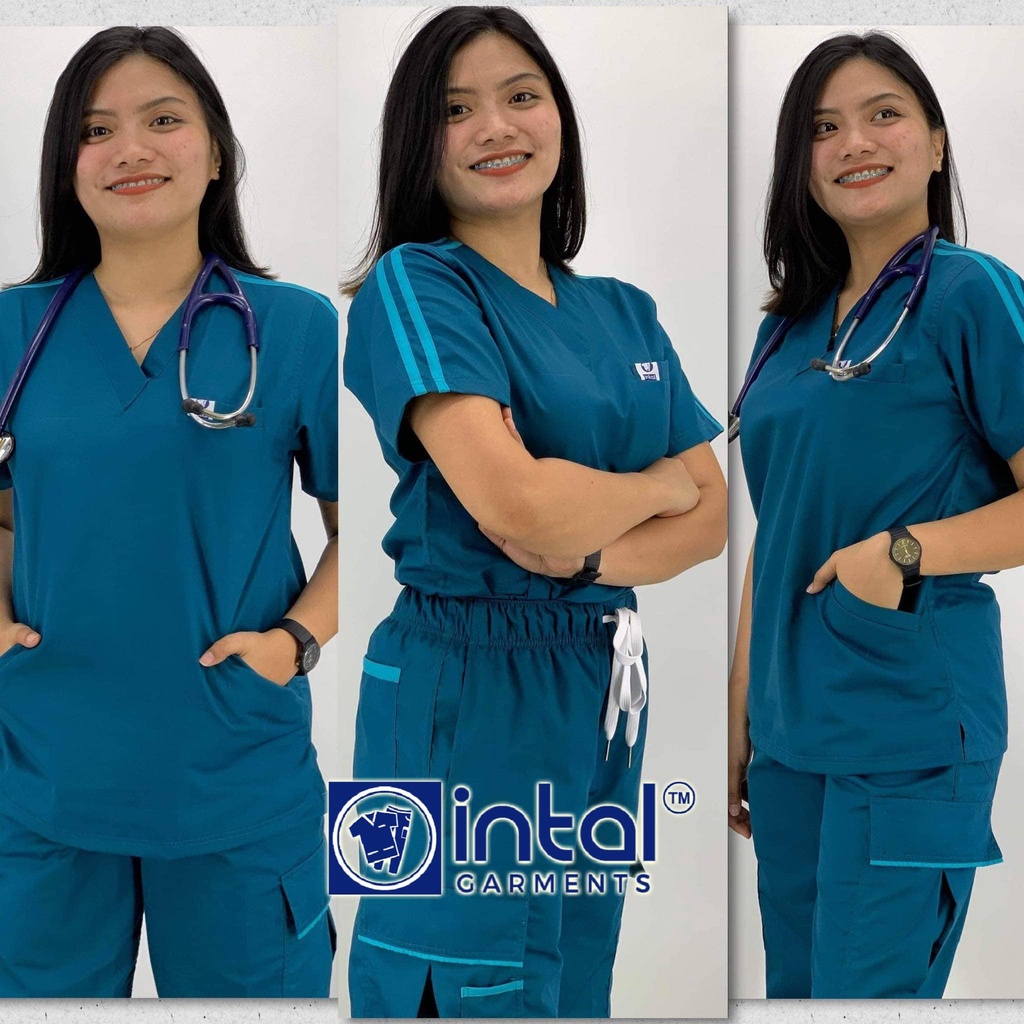 INTAL SCRUBSUIT 031B Elite MATIKAS V-Neck Shoulder Stripe Cargo 6 ...