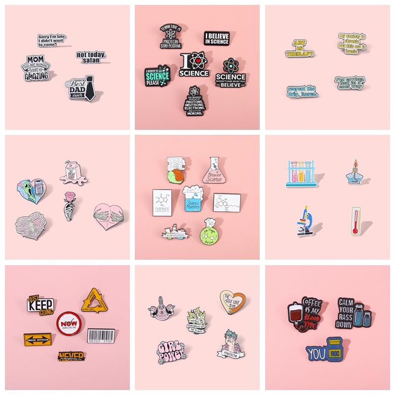 5~7Pcs/Set Enamel Pins Retro Organ Heart Cute Beaker Medical ...