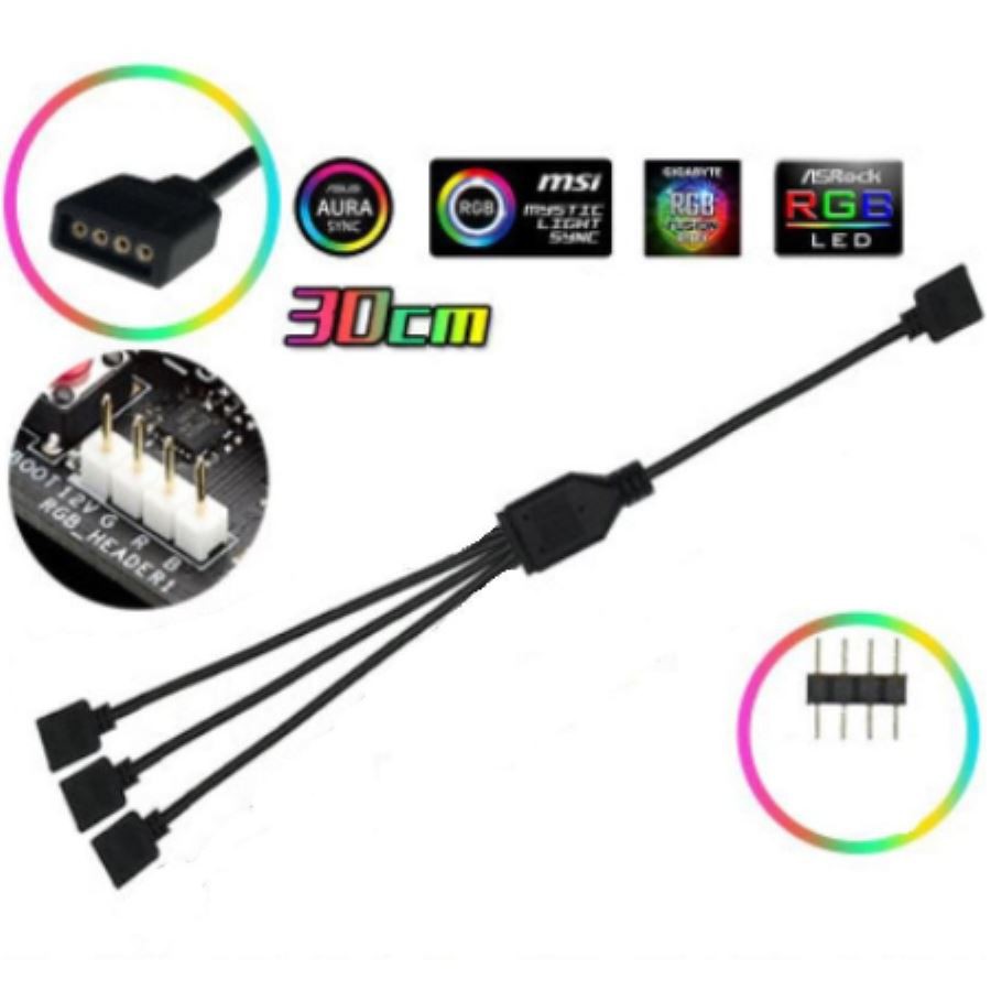 Splitting cable for 4-pin 12V RGB LED SYNC with motherboard | Shopee ...
