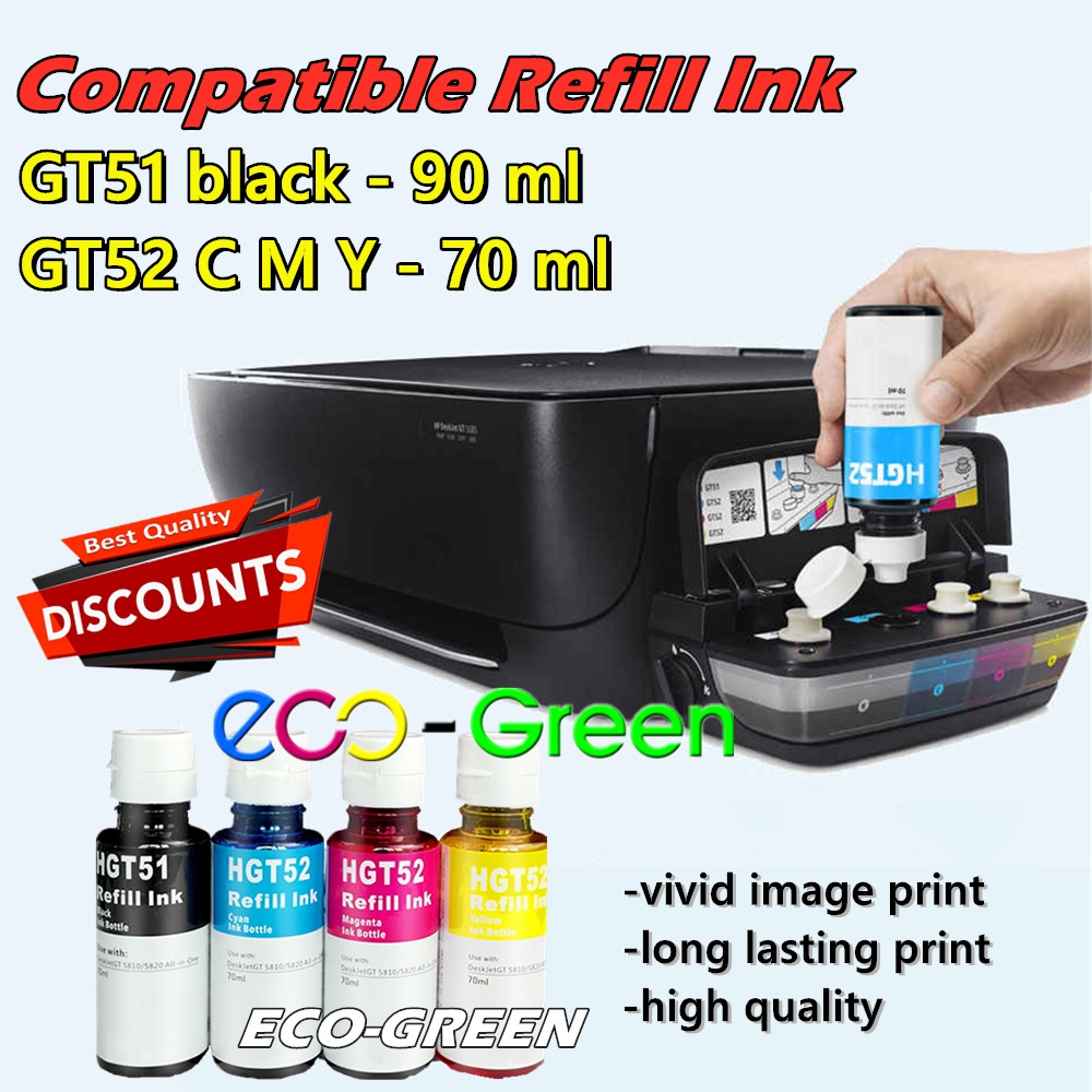 GT51 GT52 premium Refill inks Compatible For HP Deskjet GT5800 Series ...