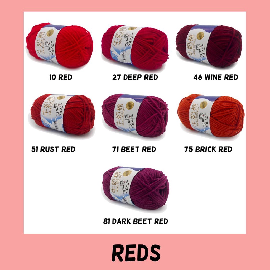 5ply milk cotton yarn (red colors)50g knitting crochet wool amigurumi ...
