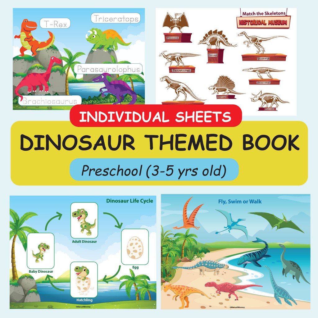 Dinosaur Themed Busy Book for Preschoolers (Individual Sheets) | Shopee ...