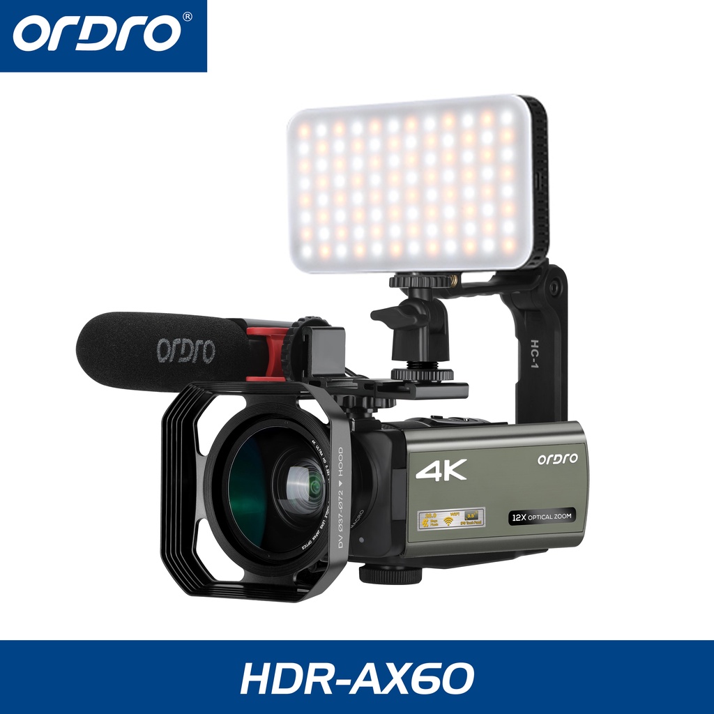 ORDRO HDR-AX60 4K 28MP Camcorder Optical Zoom Camera With AF-L Lock focus 3.5 Inch IPS Touch ...