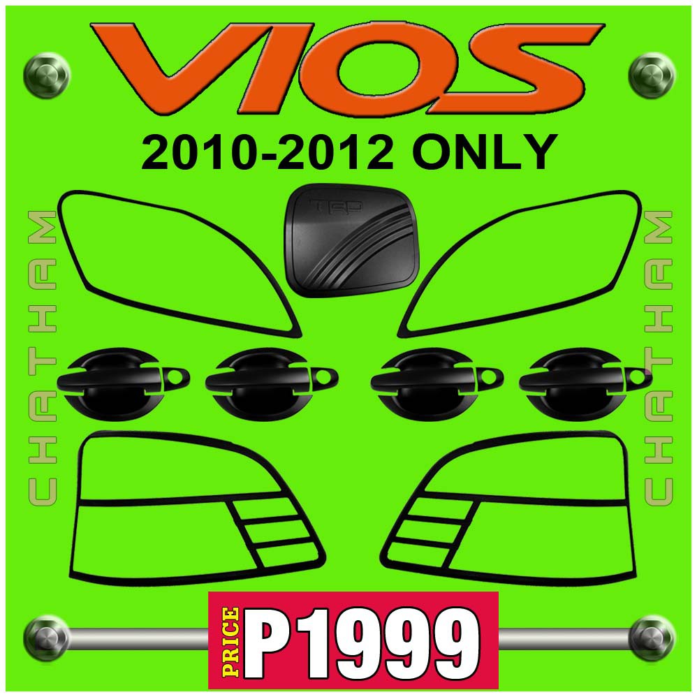 (Black Combo) Toyota Vios 2010 2011 2012 ( Headlight N Tail Light Cover ...