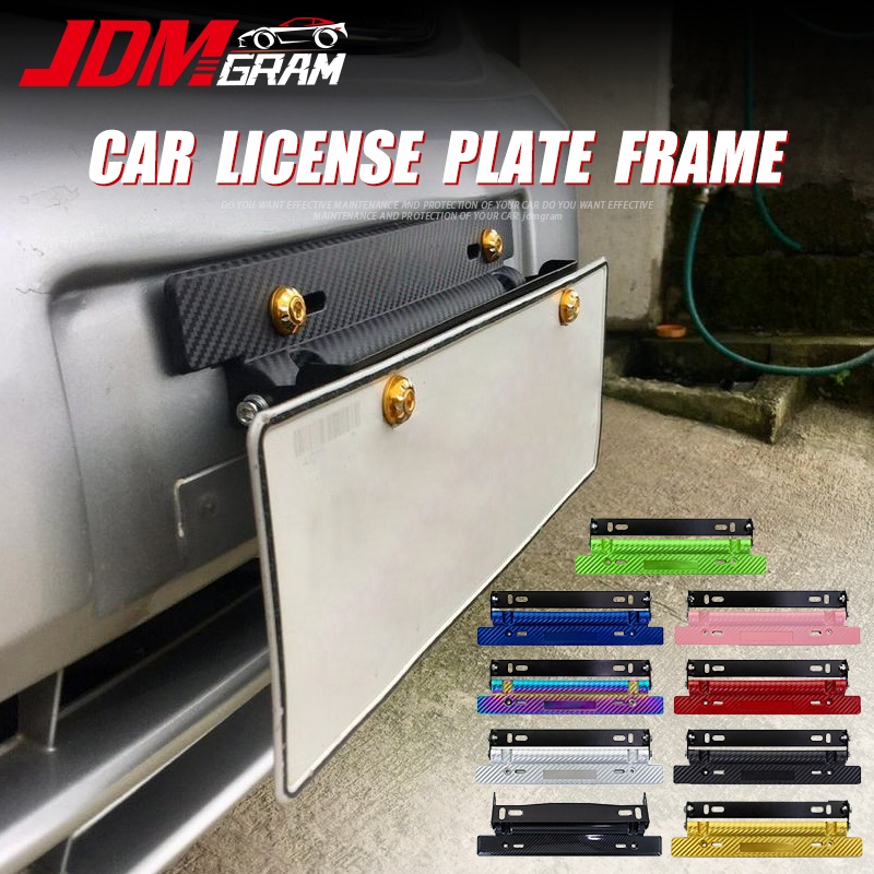 JDMGRAM Universal Car Plate Frame Carbon Fiber Auto License Adjustable ...