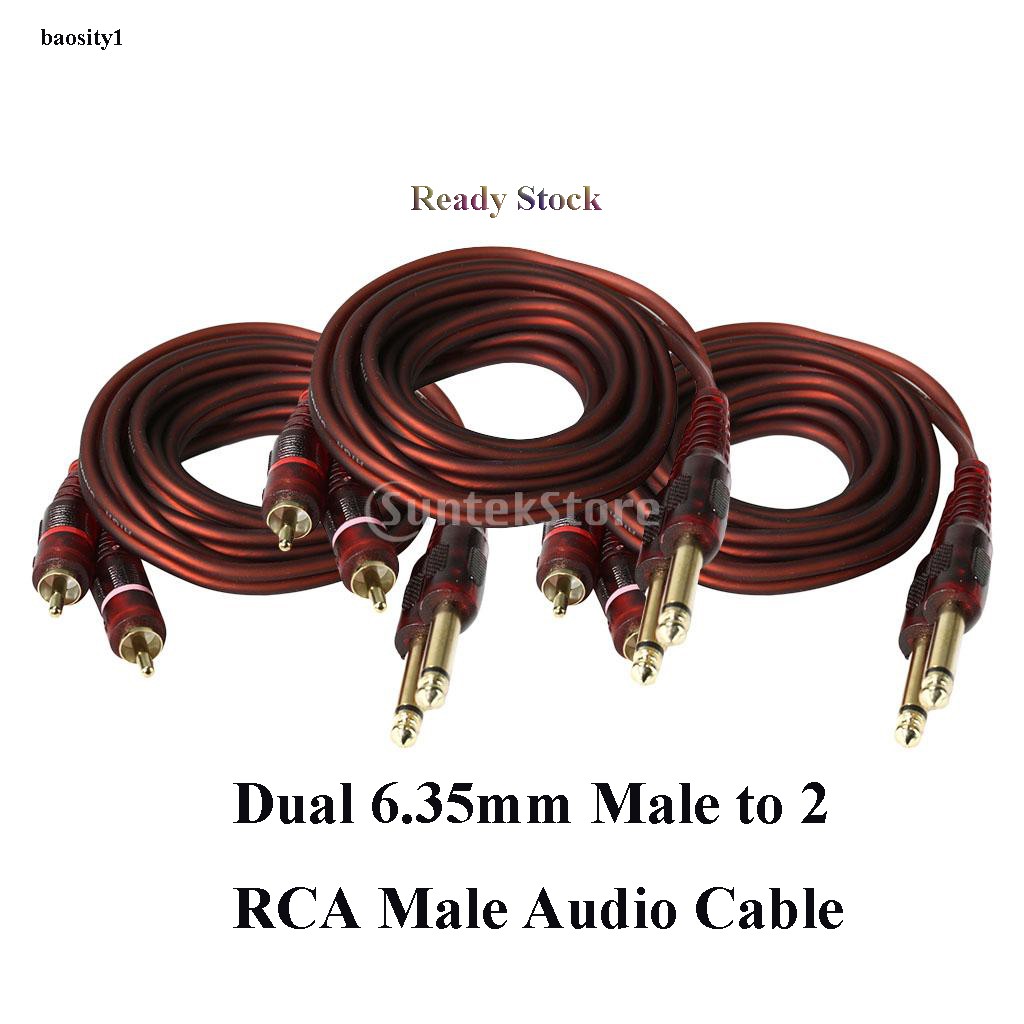 stock 1.5m / 4ft 6.35mm 1/4 inch to 2 RCA OFC Audio Cable baosity1 ...