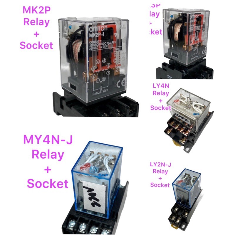 Power Relays ( MK2P , MK3P , LY4 , LY2 , MY4 , MY2 ) with free socket ...