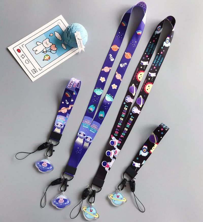 Id Lace Lanyard cute Space cartoon Straps Phone Key camera ID Holder ...