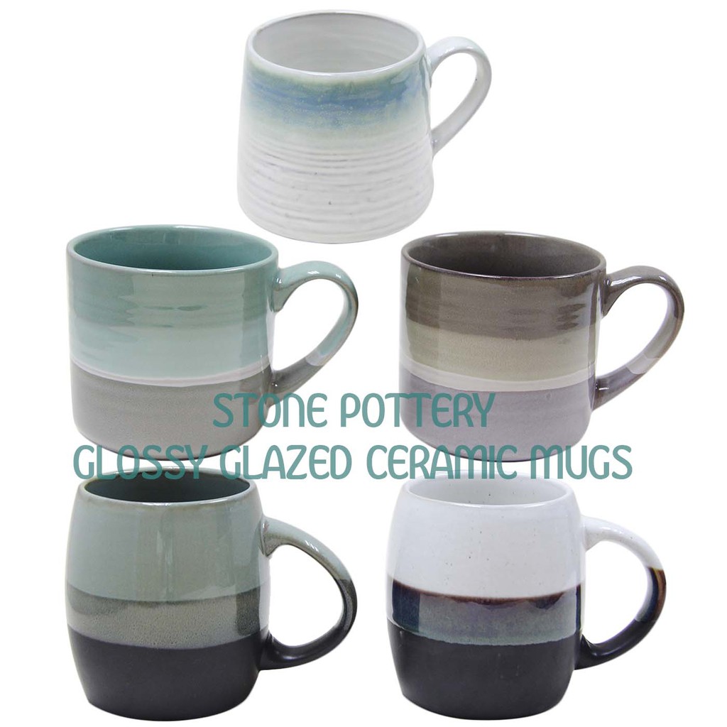 Stone Mug Glossy Pottery Ceramic Cup Stoneware 350 -450 mlZY-3-4 ZY-3-2 ...