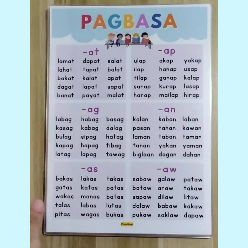 10 PCS. PAGBASA EDUCATIONAL CHARTS LAMINATED A4 SIZE TAGALOG READING ...