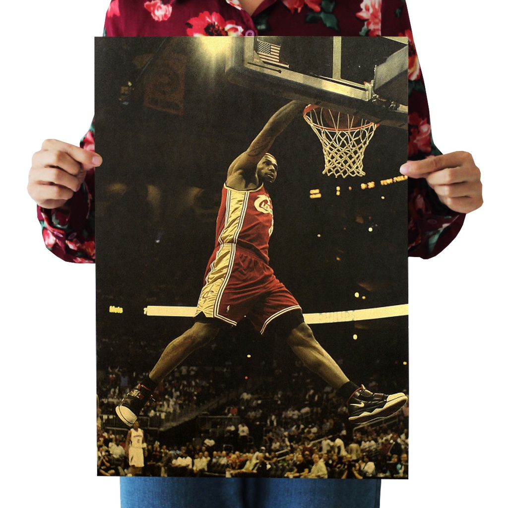 LeBron James Dunk Decor Wall Chart Kraft Paper Retro Poster | Shopee ...
